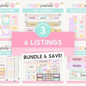 Editable Classroom Organization Printable Bundle, Bright Pastel ...