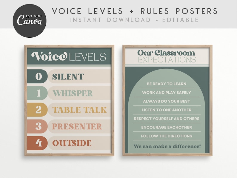 Voice Level Chart Classroom Printable Poster Editable in - Etsy Canada