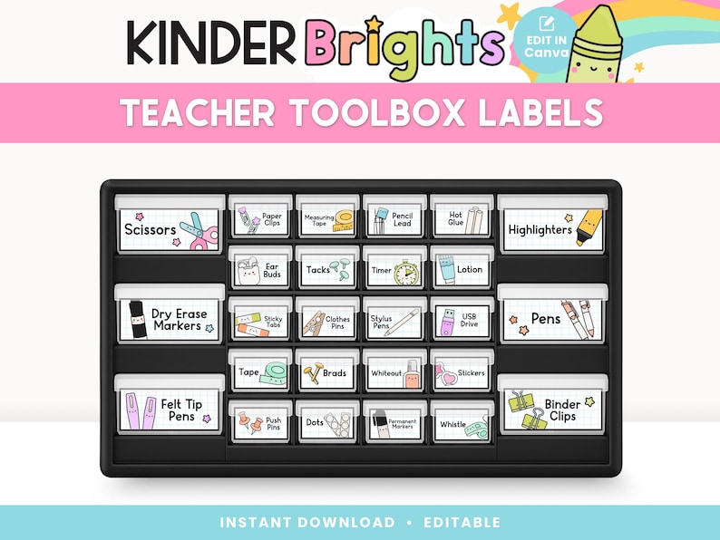Classroom Drawer Labels With Cute Clip Art | Pastel Teacher Toolbox ...