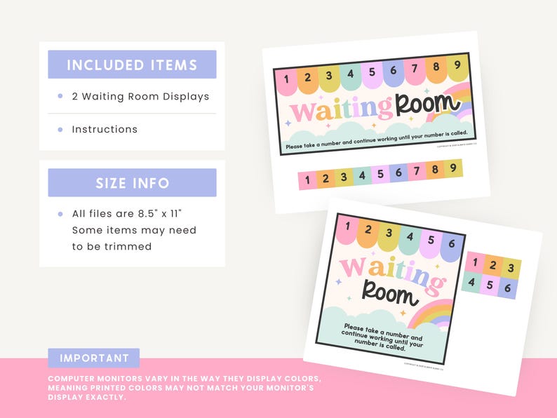 Teacher Waiting Room Printable Display, Editable in Canva, Cute Pastel ...