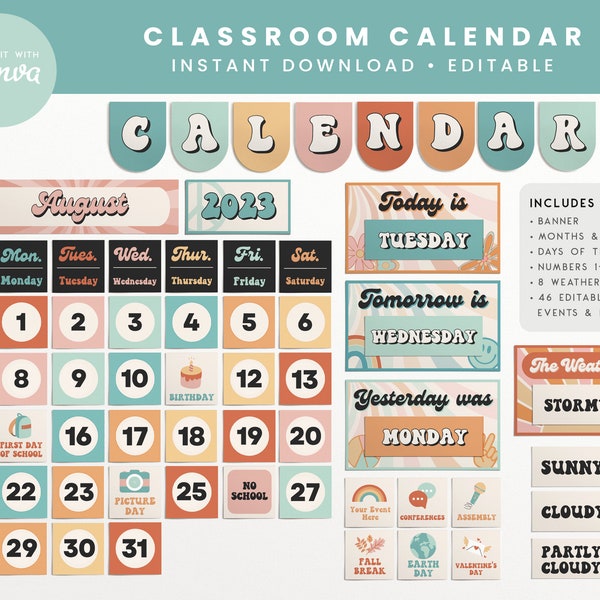 Retro Calendar - Etsy