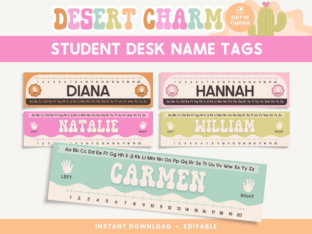 Student Desk Name Labels, Editable Classroom Printables, Student Name ...