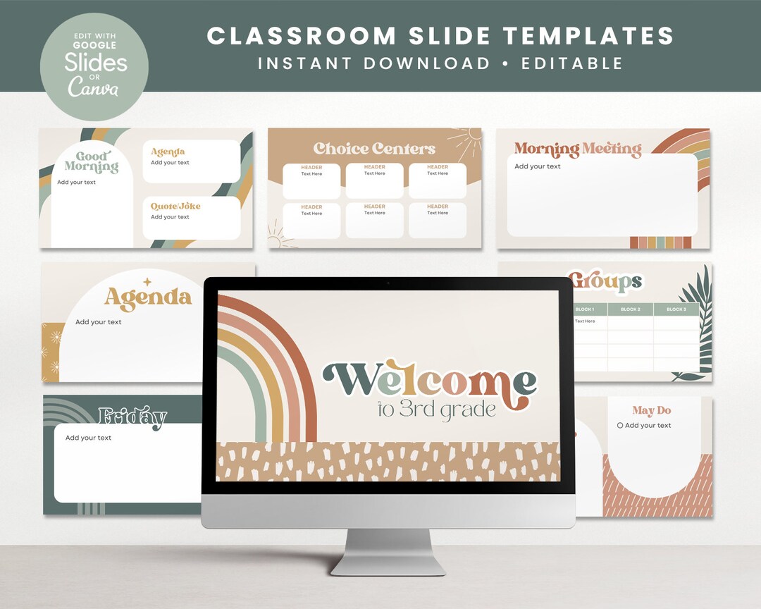 Boho Classroom Google Slides and Canva Editable Presentation Templates ...