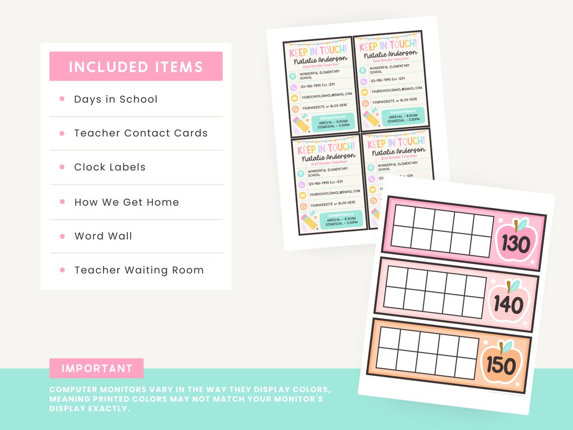 Editable Classroom Connections Printable Bundle, Bright Pastel Word ...
