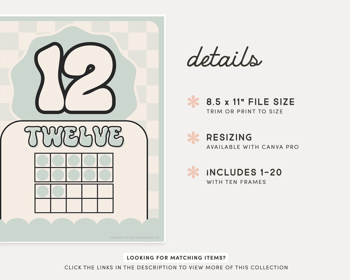 Number Ten Frames Classroom Editable Posters, Pastel Retro Counting ...