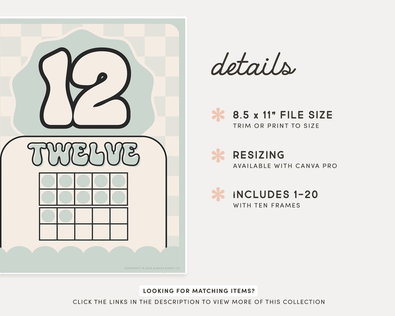 Number Ten Frames Classroom Editable Posters, Pastel Retro Counting ...