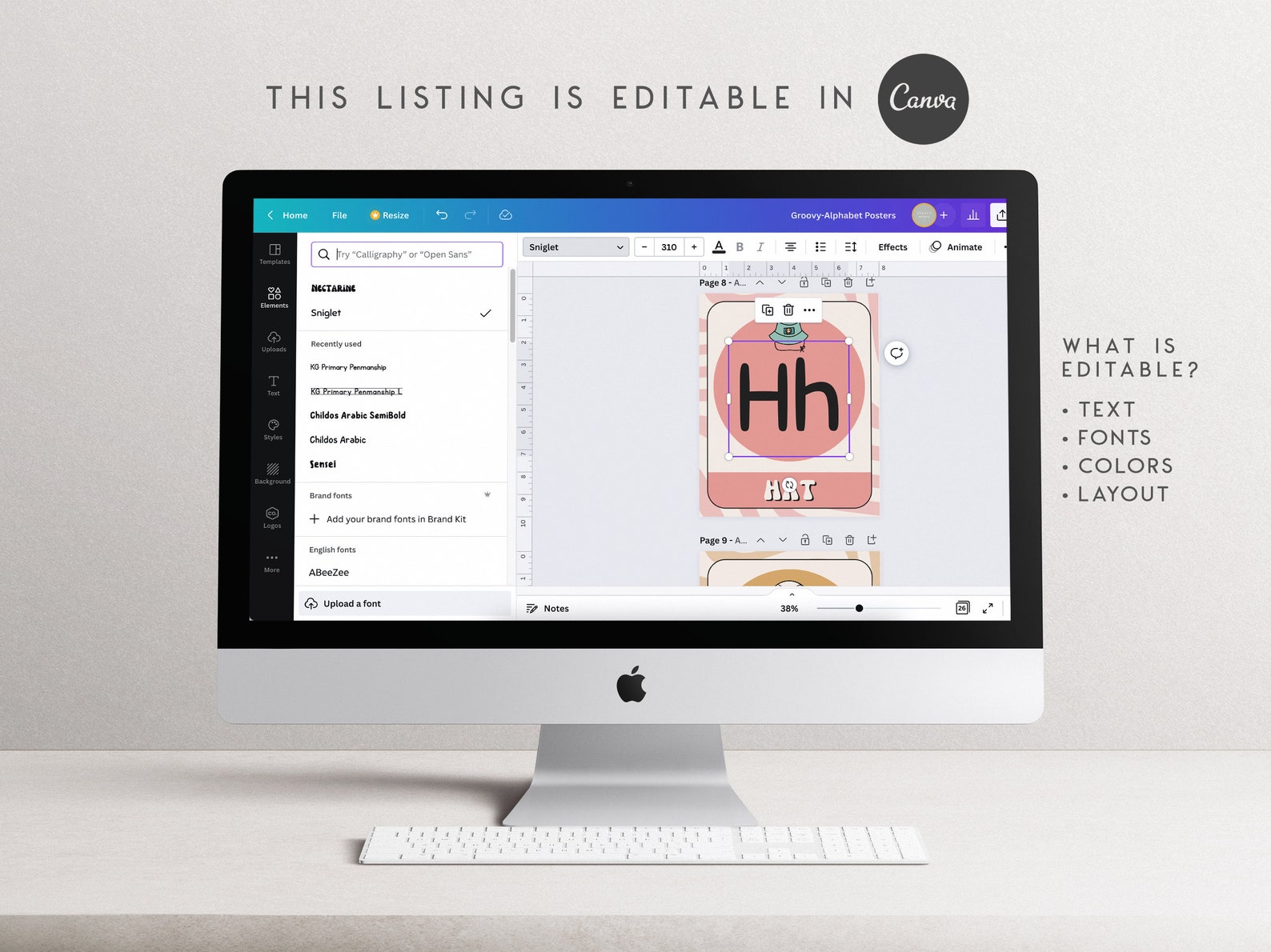 Alphabet Classroom Editable Posters Letter Printables Groovy - Etsy