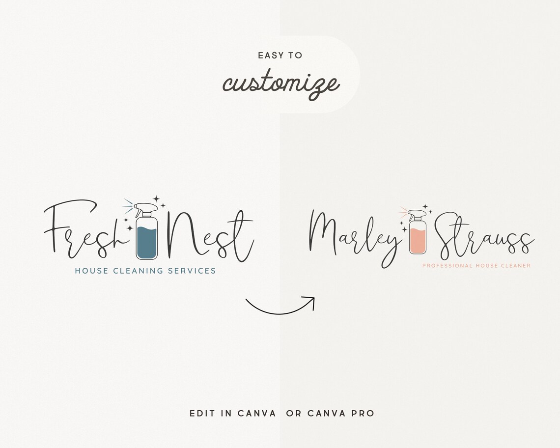Editable Canva Cleaning Logo Designs, DIY Cleaning Service Logo, Round ...