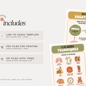 Calming Corner Editable Classroom Printables, Calm Down Skills, Canva ...