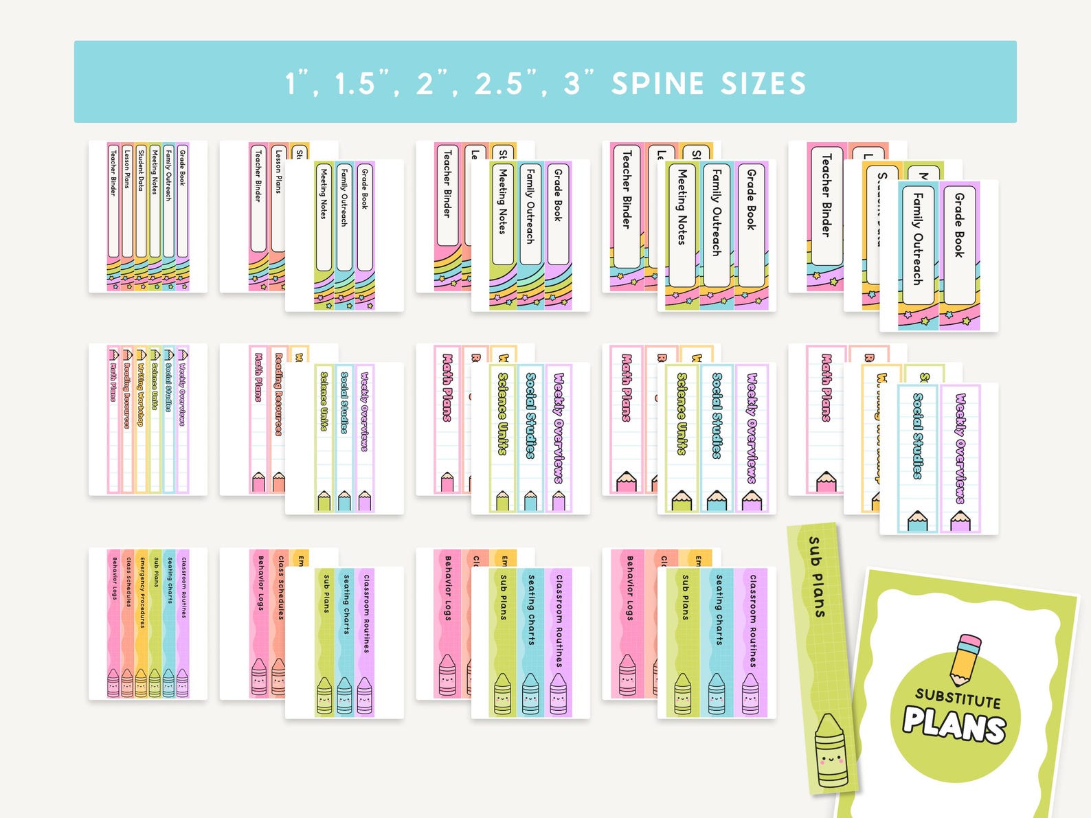 Classroom Binder Covers and Spines, Editable Colorful Cute Teacher ...