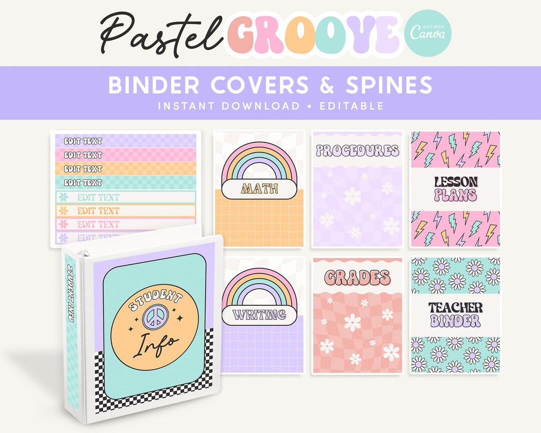Classroom Binder Covers and Spines, Editable Groovy Retro Teacher ...