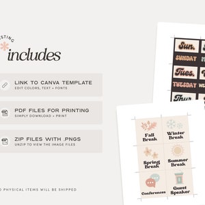 Classroom Calendar Display and Weather Station, Printable Pastel Groovy ...