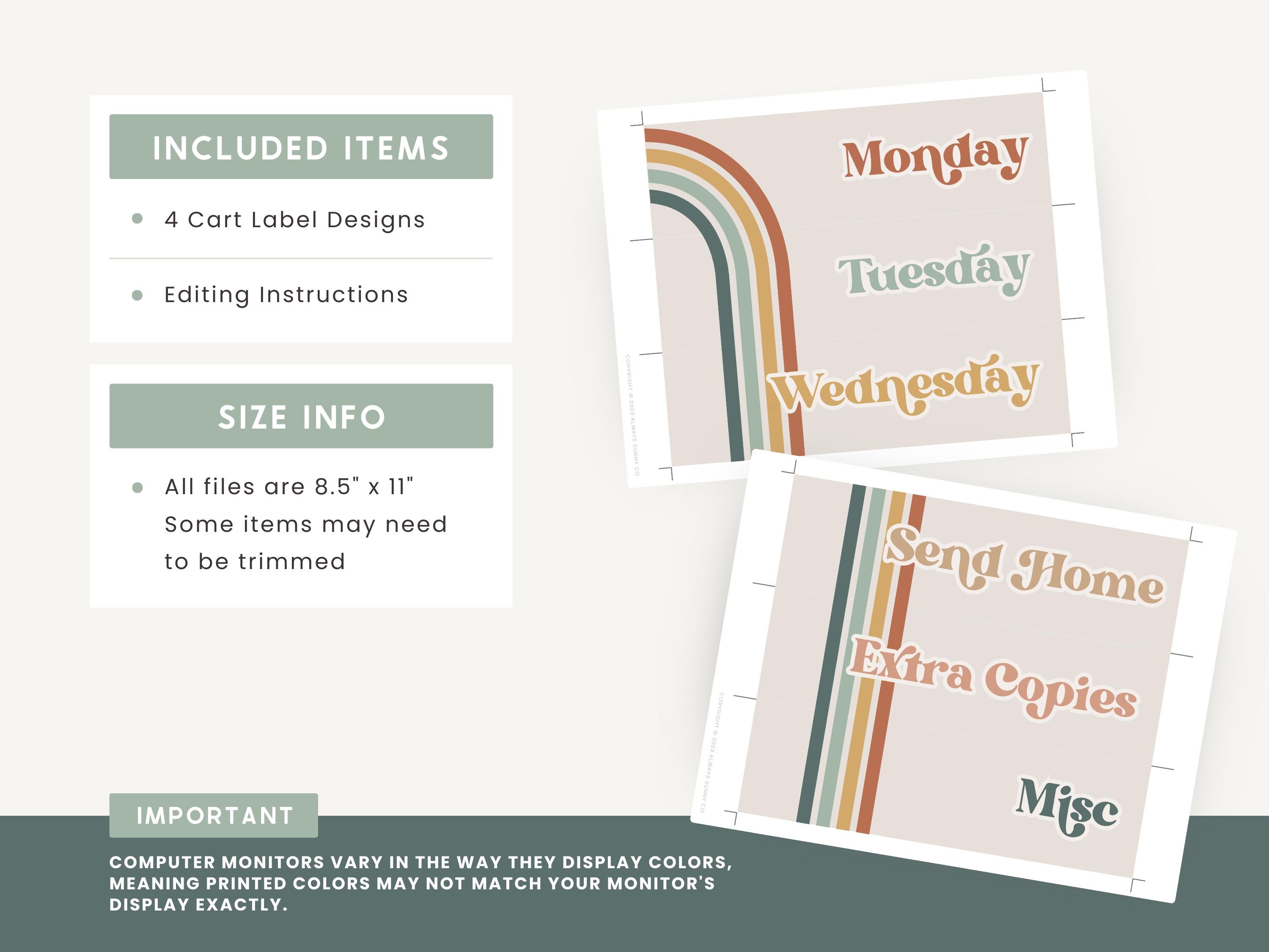 Classroom Rolling Trolley Cart Labels, Editable Teacher Drawer Filing ...