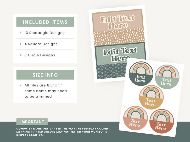 Classroom Labels Editable Templates, Modern Boho Classroom Organization ...