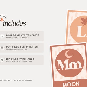 Alphabet Classroom Editable Posters Letter Templates Boho - Etsy