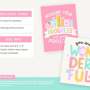 Growth Mindset Editable Classroom Printable Posters, Bright Rainbow ...