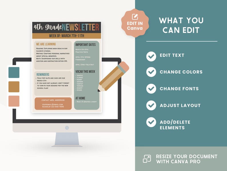 Classroom Newsletter Editable Templates, Back to School, Boho Classroom ...