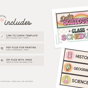Classroom Visual Schedule, Editable Canva Template, Bright Desert ...