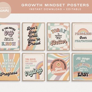Growth Mindset Editable Classroom Printable Posters Groovy - Etsy