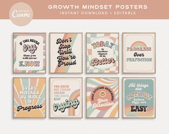 Editable Growth Mindset Classroom Printable Posters Boho - Etsy
