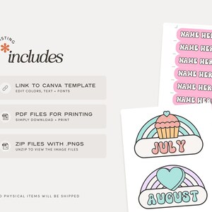 Classroom Birthday Printable Display, Editable in Canva, Groovy Pastel ...