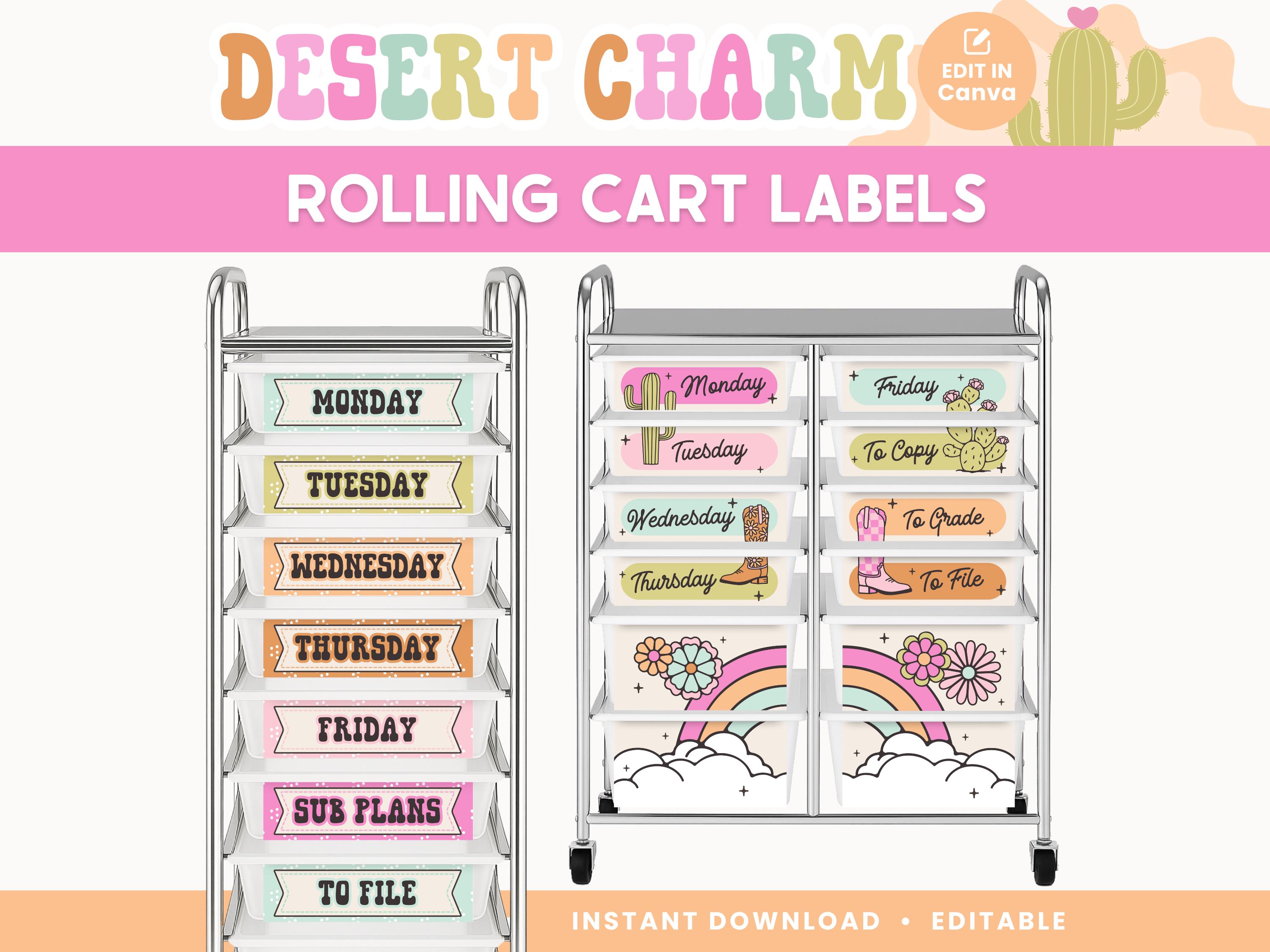 Classroom Rolling Trolley Cart Labels, Editable Teacher Drawer Filing ...