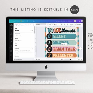 Voice Level Chart Classroom Printable Poster Editable Canva - Etsy