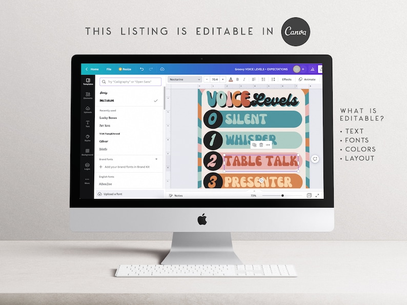 Voice Level Chart Classroom Printable Poster Editable Canva - Etsy