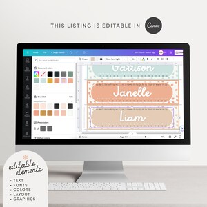 Student Desk Name Labels, Editable Classroom Printables, Student Name ...