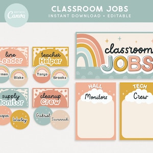 Editable Classroom Job Display, Modern Cute Classroom Decor, Canva ...