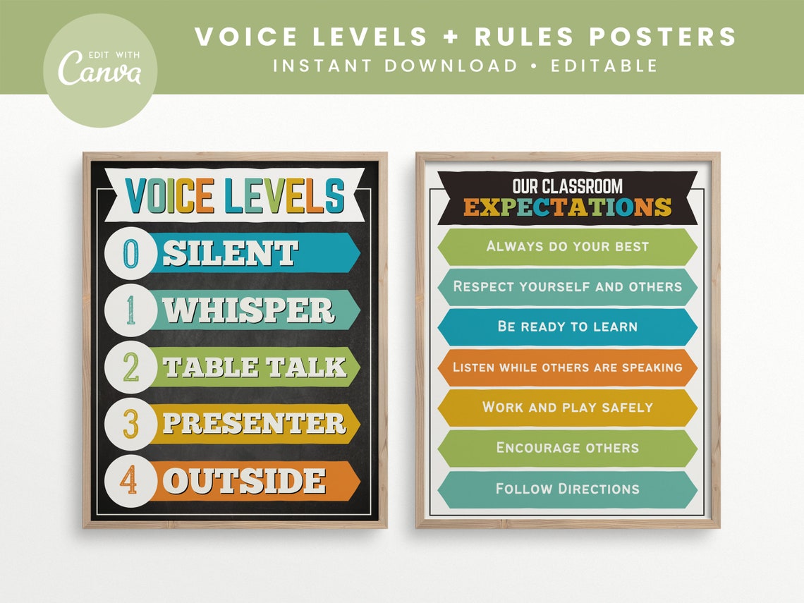 Voice Level Chart Classroom Printable Poster Editable in - Etsy