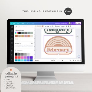 Classroom Birthday Printable Display, Editable in Canva, Boho Modern ...