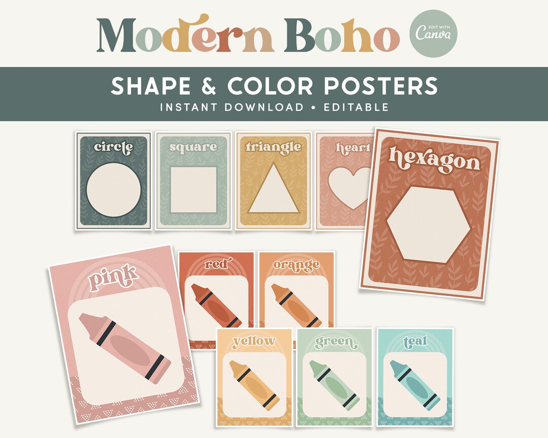 Classroom Shapes and Colors Printable Display, Editable in Canva ...
