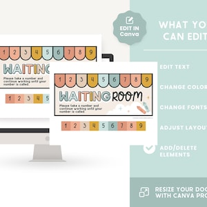 Teacher Waiting Room Printable Display, Editable in Canva, Cute Pastel ...