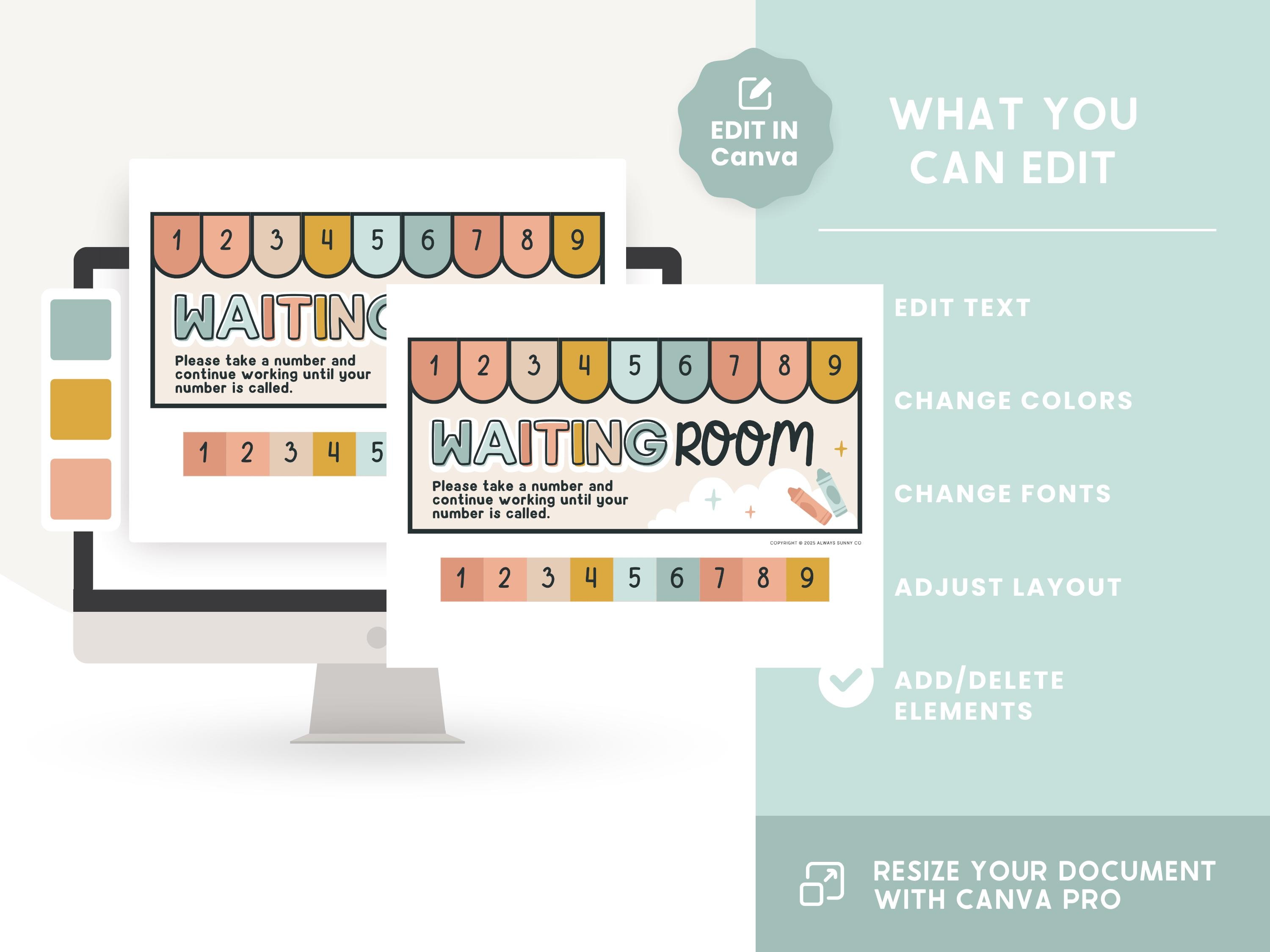 Teacher Waiting Room Printable Display, Editable in Canva, Cute Pastel ...