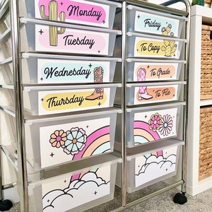 Classroom Rolling Trolley Cart Labels, Editable Teacher Drawer Filing ...