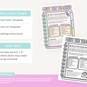 Meet the Teacher Classroom Printable Template, Teacher Introduction ...