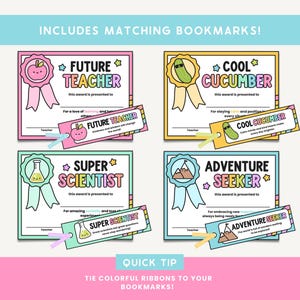Editable Classroom End of Year Awards & Matching Bookmarks | Student ...