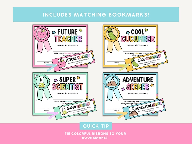 Editable Classroom End of Year Awards & Matching Bookmarks | Student ...