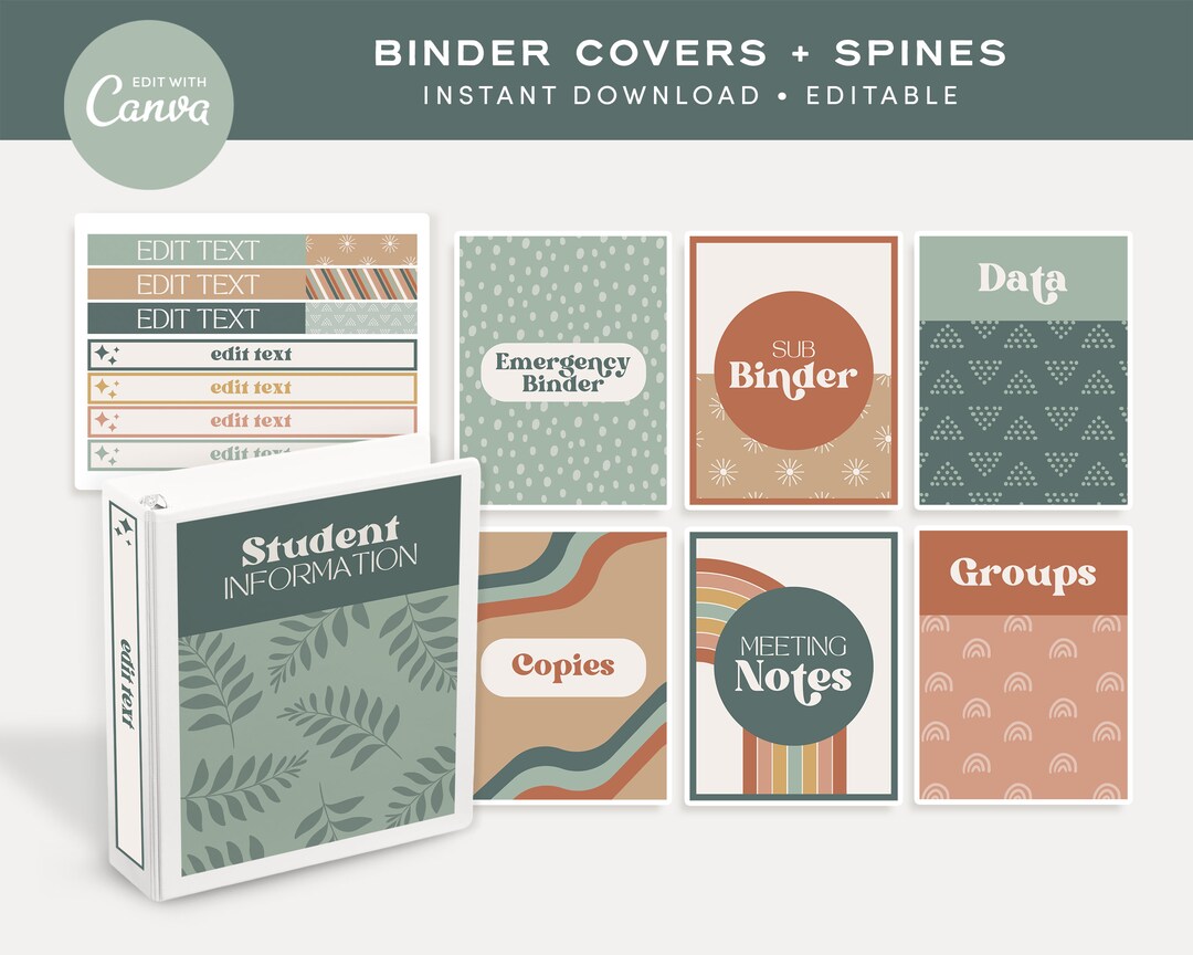 Classroom Binder Covers and Spines Editable Teacher - Etsy