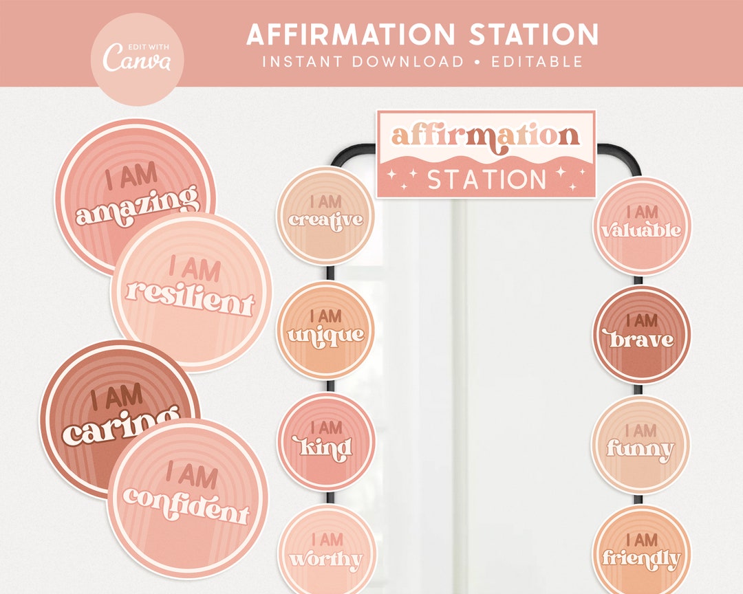 Classroom Affirmation Station Display, Pink Boho Classroom Decor ...