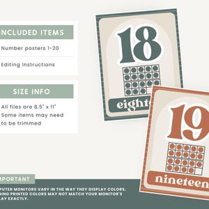 Number Ten Frames Classroom Editable Posters, Modern Boho Counting ...