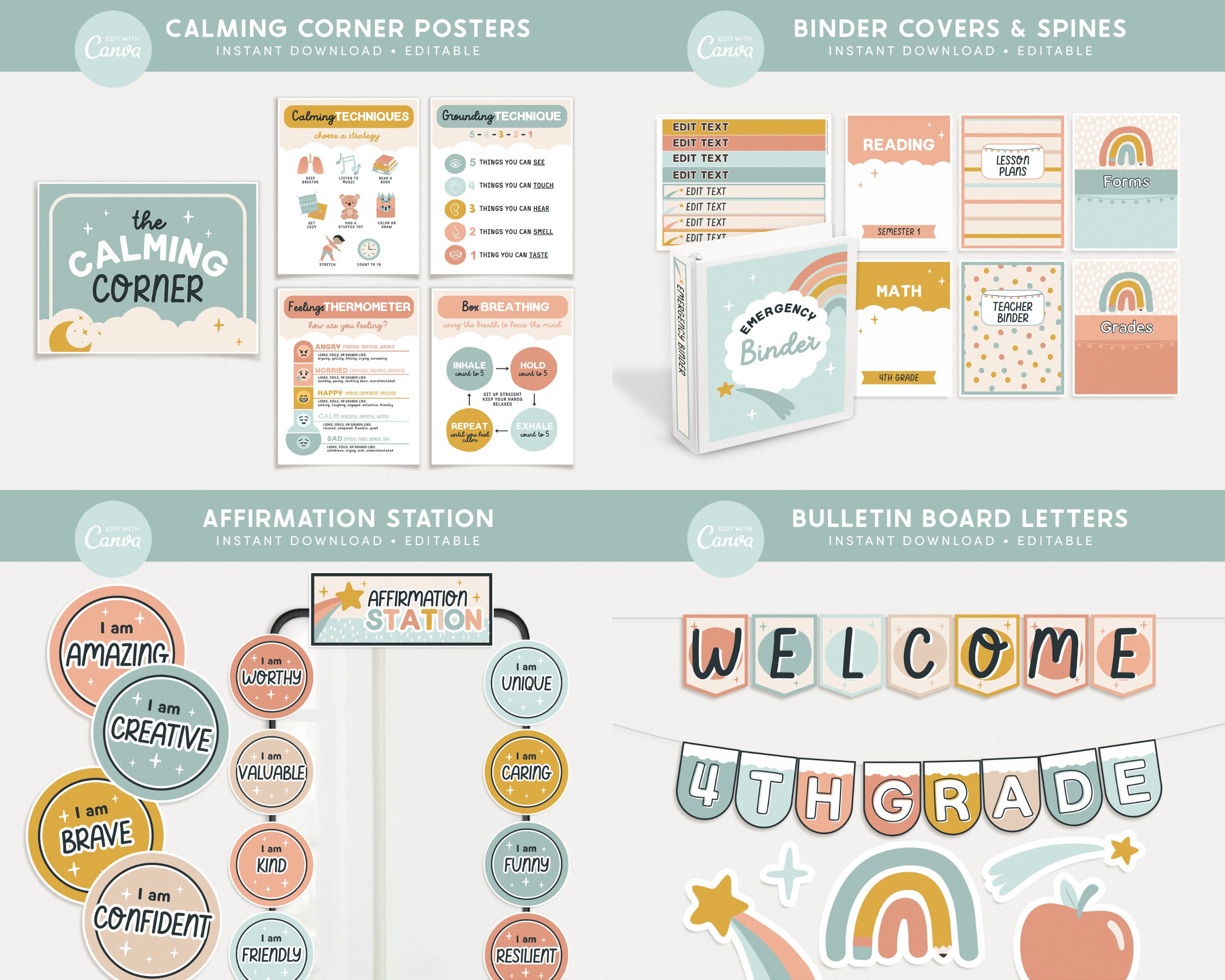 Editable Classroom Soft Clouds Complete Collection Printable Bundle ...