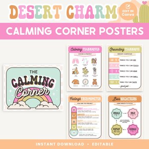 Calming Corner Editable Classroom Printables, Calm Down Skills, Desert ...