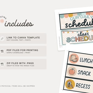 Classroom Schedule, Editable Pastel Canva Template, Soft Clouds Cute ...