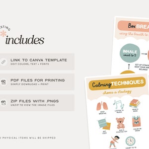 Calming Corner Editable Classroom Printables, Calm Down Skills, Cute ...