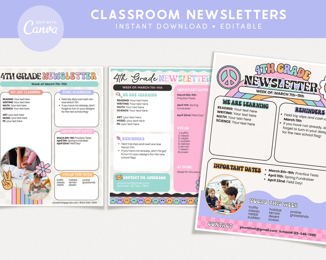 Classroom Newsletter Editable Templates Pastel Back to - Etsy