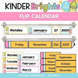 Classroom Flip Calendar Display, Bright Primary Classroom Decor ...
