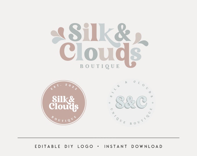 Editable Logo Design, DIY Retro Boho Logo Bundle, Cute Photography Logo ...