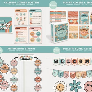 Editable Classroom Groovy Retro Complete Collection Printable Bundle ...